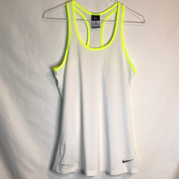 Nike | Tops | Nike Drifit Bright White Tank Top Size Medium Neon Yellow ...